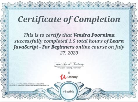 Poornima Vendra On Linkedin Javascript Udemycertification