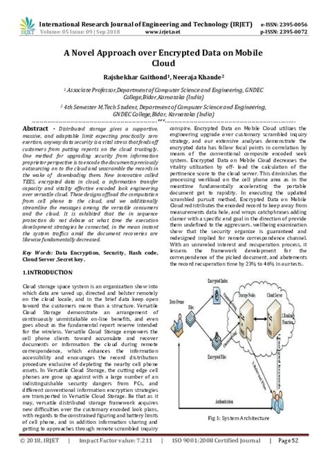 Pdf Irjet A Novel Approach Over Encrypted Data On Mobile Cloud