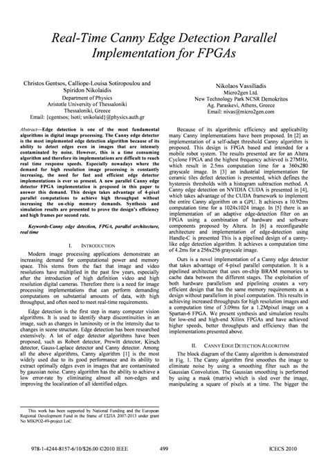 PDF Real Time Canny Edge Detection Parallel Implementation For FPGAs