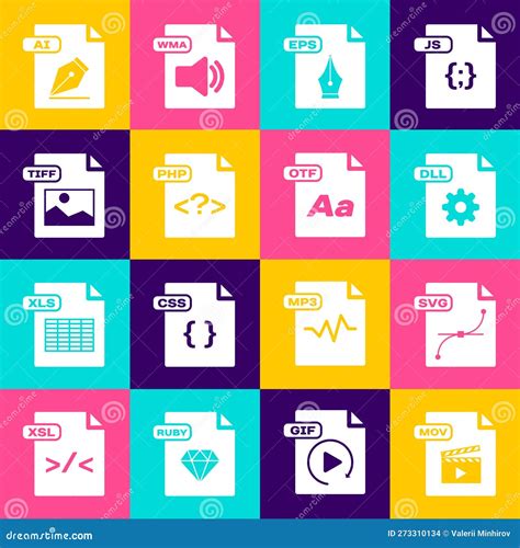 Set Mov File Document Svg Dll Eps Php Tiff Ai And Otf Icon