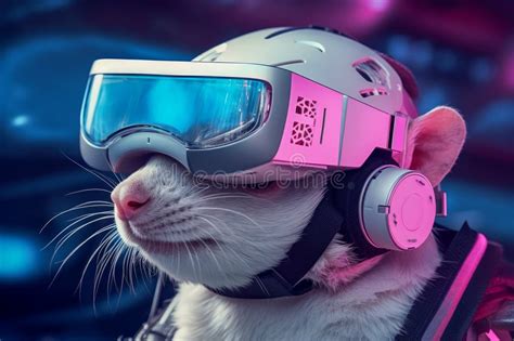 A Cute Rat Character In Virtual Reality Ar Goggles Symbolizing A