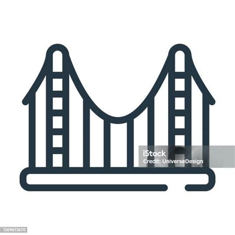 브리지 개요 씬 선 아이콘입니다 도시 사용자 인터페이스 개념 격리 윤곽선 기호에서 시공 선형 아이콘 웹 디자인 및 앱에 대한