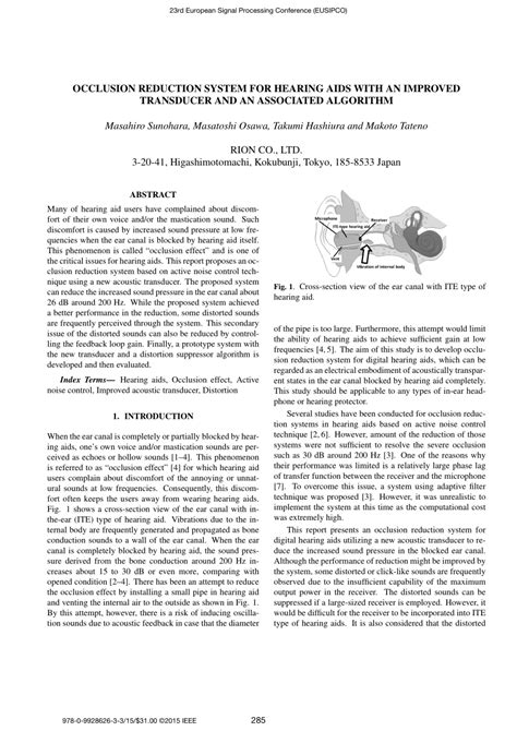 Pdf Occlusion Reduction System For Hearing Aids With An Improved Transducer And An Associated