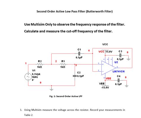Solved Second Order Active Low Pass Filter Butterworth