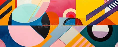 Modern Art Mural Wallpaper Background Showcasing Overlapping Geometric