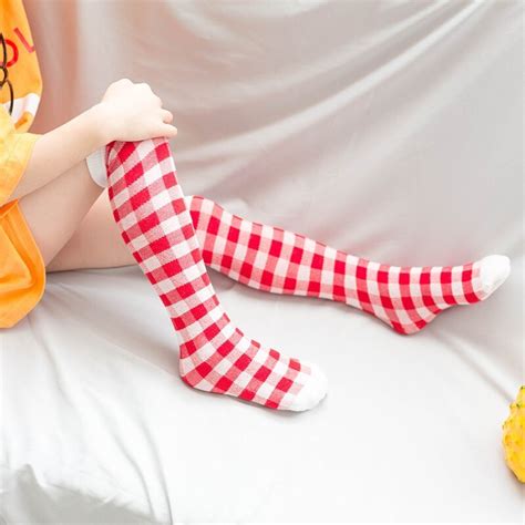 Autumn Winter Red Striped Over The Knee Socks Girl Vicedeal