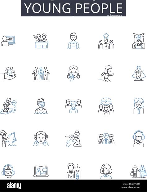 Young People Line Icons Collection Order Pattern System Sequence
