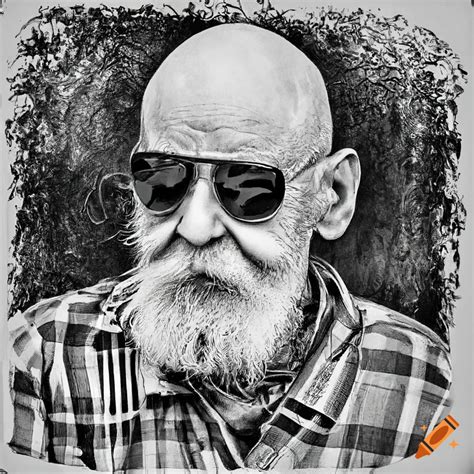 Black And White Man Face Drawing