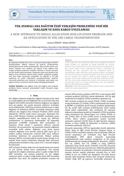 pdf a new approach to single allocation hub location problem and an application in the air