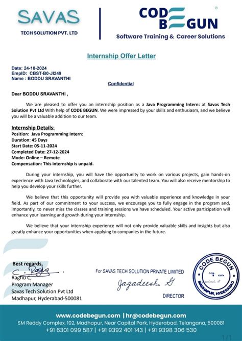 Boddu Sravanthi On Linkedin Codebegun Internship Java