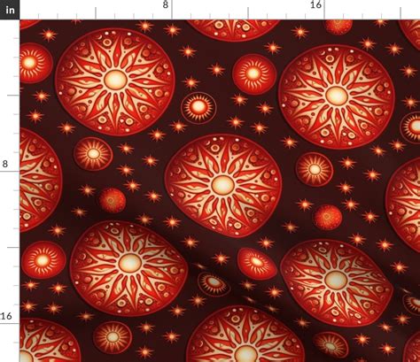 Large Scale Red Celestial Fabric Spoonflower