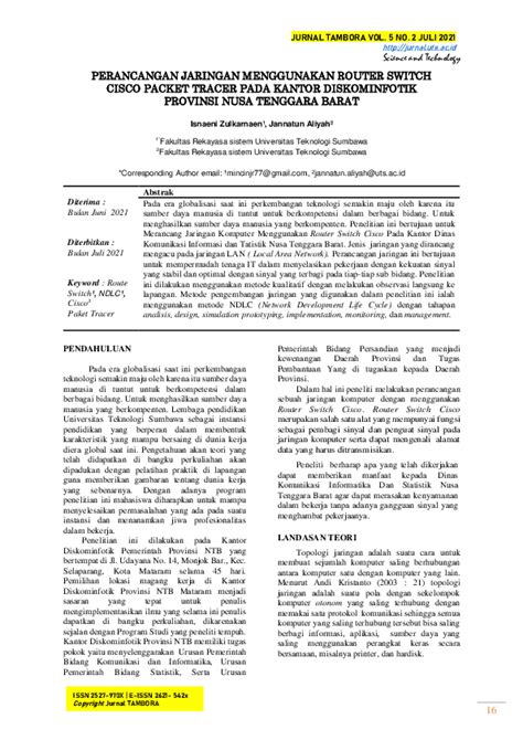 Pdf Perancangan Jaringan Menggunakan Router Switch Cisco Packet