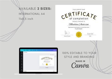 Certificate Template Editable Certificate Graduation Etsy