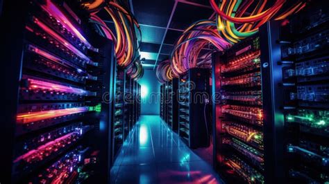 Network Cables Connected To A Black Patch Panel In A Data Server Room