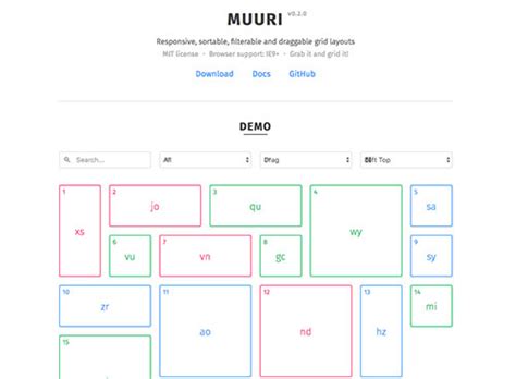 MUURI 响应式可排序可拖拽的布局插件 设计达人