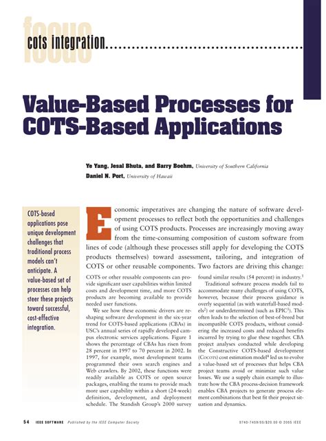 pdf value based processes for cots based applications