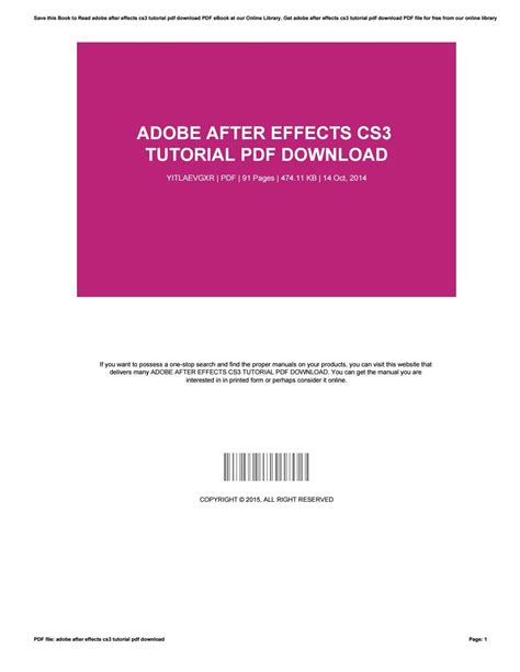 Adobe After Effects Cs3 Tutorial Pdf Download By Dessiemalinowski1420