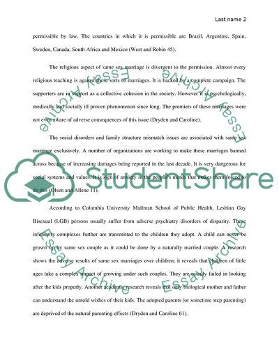 Same Sex Marriage Essay Example Topics And Well Written Essays 1000