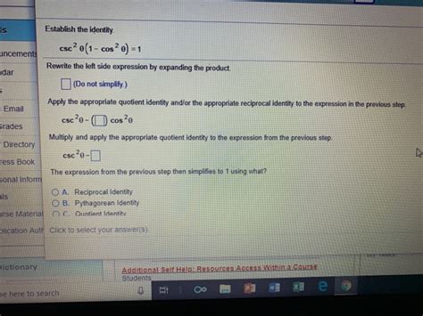 Solved Is Establish the identity csc 2 0 1 cos 2 θ 1 Do Chegg com