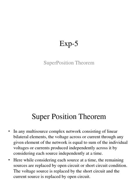 Super Position Theorem Pdf Electrical Network Voltage