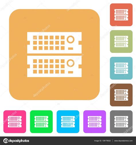 Rack Servers Rounded Square Flat Icons Stock Vector By ©renegadehomie