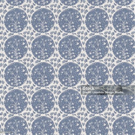 매끄러운 프렌치 농가 점리 린넨 패턴 프로방스 블루 화이트 직조 질감 초라한 세련된 스타일 장식 서클 도트 패브릭 배경 인쇄물 전체에 섬유 소박 0명에 대한 스톡 벡터 아트