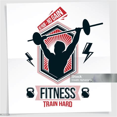 파워 리프팅 대회 포스터 바 벨 스포츠 장비를 들고 근육 보디의 벡터 일러스트 레이 션을 사용 하 여 만든 고통 없음 아무 이득 견적입니다 Championship에 대한