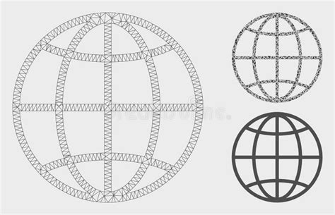Globe Vector Mesh Network Model And Triangle Mosaic Icon Stock Vector Illustration Of Flat