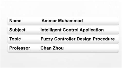 Fuzzy Controller Design Procedure System Ppt
