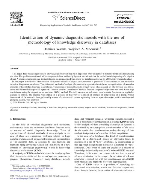 Pdf Identification Of Dynamic Diagnostic Models With The Use Of Methodology Of Knowledge