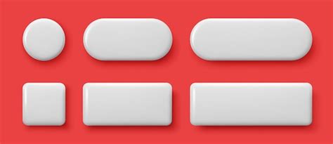 premium vector set of 3d white empty buttons blank circle square
