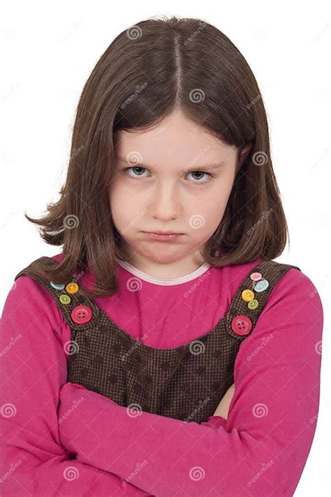 Retrato De La Niña Hermosa Cara Enojada Imagen De Archivo Imagen De