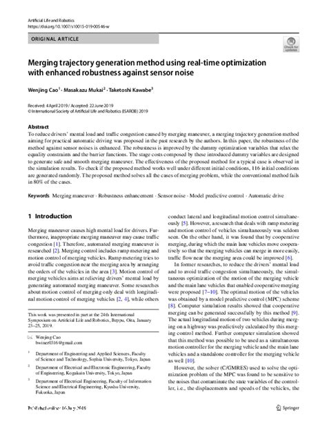 Pdf Merging Trajectory Generation Method Using Real Time Optimization With Enhanced Robustness