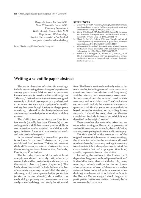 PDF Writing A Scientific Paper Abstract