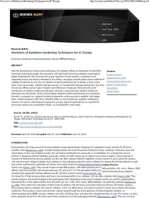 Pdf Overview Of Radiation Hardening Techniques For Ic Design Dokumentips