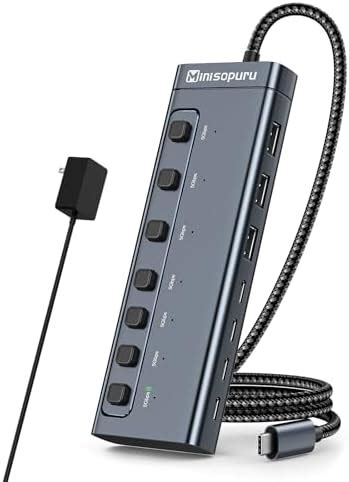 Amazon Com Minisopuru Powered USB Hub IN Powered USB C Hub With USBA Data Ports And