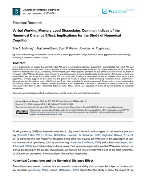 pdf verbal working memory load dissociates common indices of the
