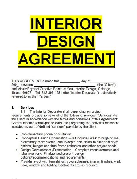 Interior Design Contract Agreement Template Best Templates Resources