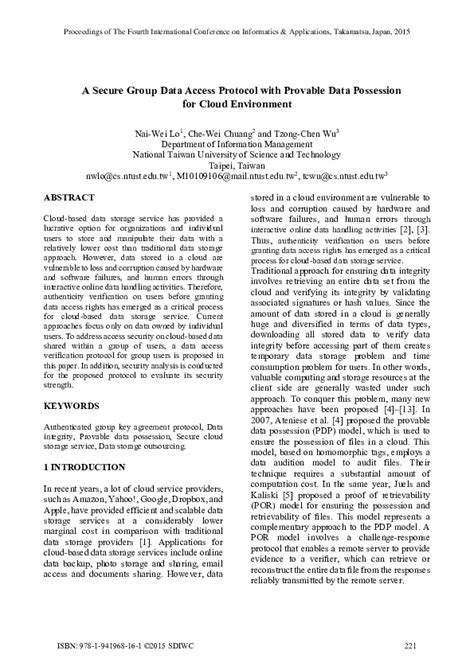 Pdf A Secure Group Data Access Protocol With Provable Data Possession For Cloud Environment