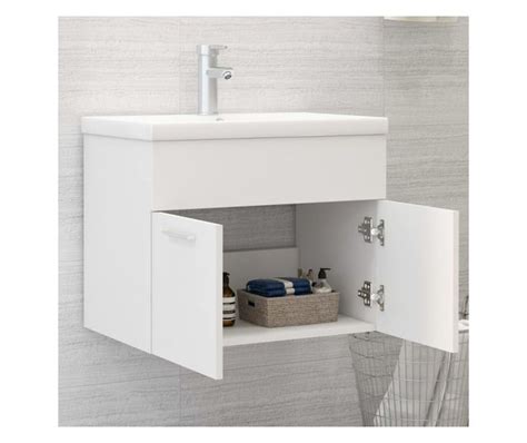 Шкаф за баня с вградена мивка бял ПДЧ Vivre