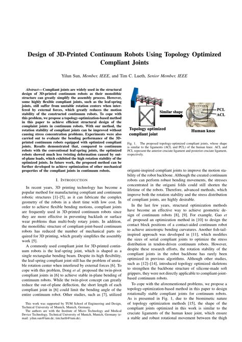 Pdf Design Of 3d Printed Continuum Robots Using Topology Optimized