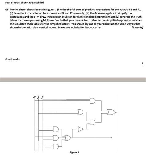 Solved Part B From Circuit To Simplified Q5 For The Circuit Shown Below In Figure 1 Write
