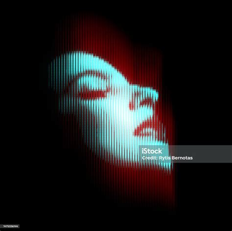 하프톤 흑백 텔레비전 화면 픽셀 패턴의 여성 초상화 그림 글리치 이미지 기법에 대한 스톡 사진 및 기타 이미지 글리치 이미지 기법 사진 효과 개념 Istock