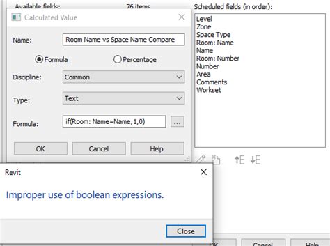 Schedule Text Comparison With Calculated Value Method Autodesk Community