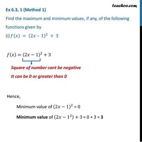 Ex I Find The Maximum And Minimum Values If Any For F X