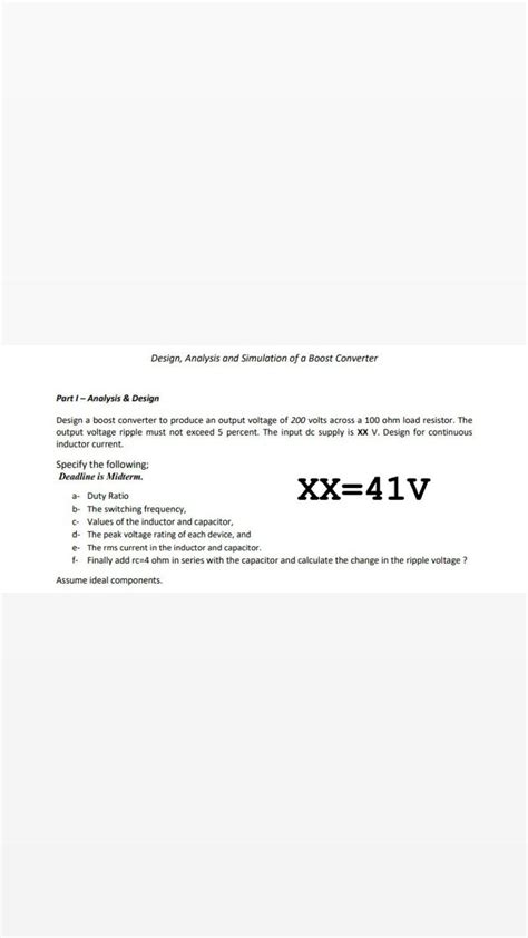Solved Part I Analysis Design Design A Boost Converter To Chegg