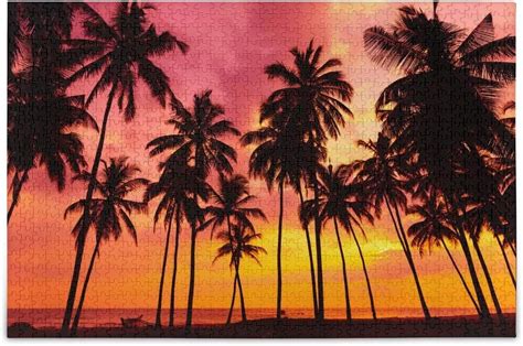 Puzzles For Adults 1000 Piece Summer Beach Tropical Palm Trees Sunset