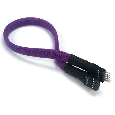 High Quality Sleeved Usb 9 Pin Internal Header Extension Cable Purple Moddiy