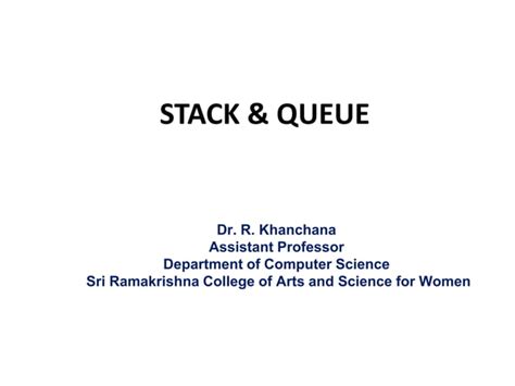 Unit I Data Structures Stack And Queue Ppt