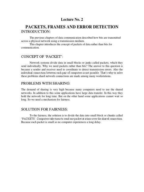 packets frames and error detection pdf network packet computer